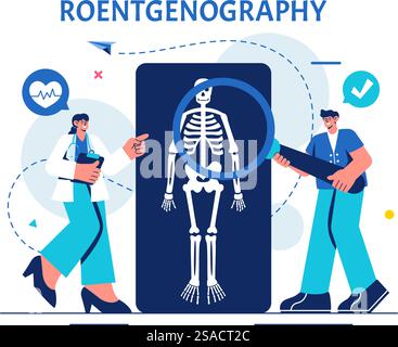 Roentgenography Illustration with Fluorography Body Checkup Procedure ...
