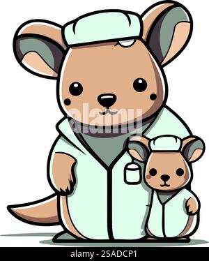 Vector Cartoon Cute Little Doctor with Stethoscope Stock Vector Image ...