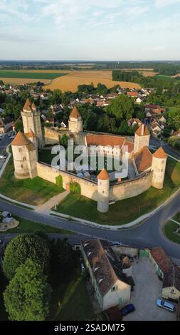 Aerial view of the French castle of Blandy les Tours in Seine et Marne ...
