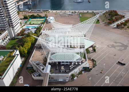 View of the Kobe Maritime Museum and surrounding city from the ...
