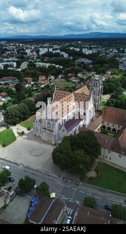 drone photo Brou Royal Monastery France europe Stock Photo - Alamy