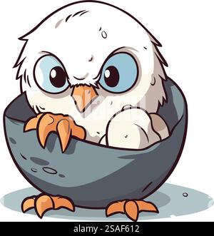 Cute cartoon owl with Easter egg, on a white background Stock Vector ...