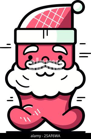 Merry Christmas line flat design card with holidays symbols - Santa ...