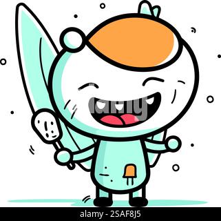 Cute funny kawaii alien face in flower seamless pattern art.Vector ...