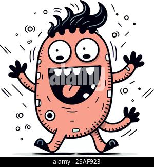 Funny cartoon monster. Vector illustration of cute monster character ...