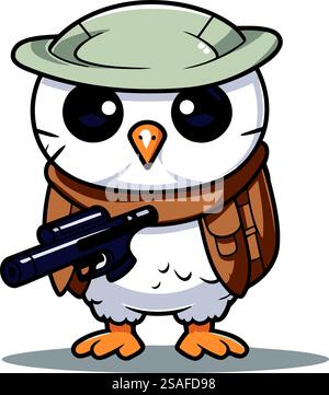 Owl Cartoon Mascot Character With Army Hat Vector Illustration Stock ...
