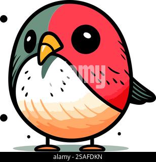 Cute red bird cartoon character illustration Stock Vector Image & Art ...