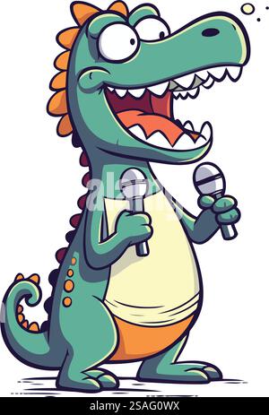 Cute cartoon crocodile character singing a song. Vector illustration ...