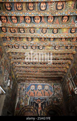 The Hundreds of angels ceiling painting inside the Debre Birhan ...