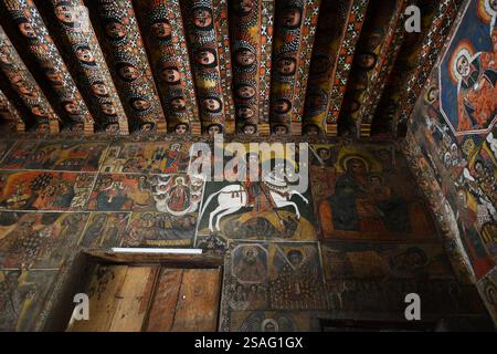 The Hundreds of angels ceiling painting inside the Debre Birhan ...