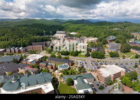 Aerial view of Boone, old historical town in North Carolina Blue Ridge ...