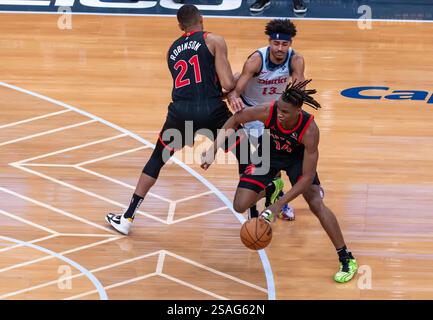 Toronto Raptors guard Ja'Kobe Walter (14) celebrates his game-winning ...