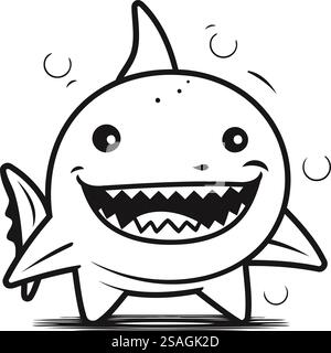 Laughing shark character. Funny animal with sharp teeth Stock Vector ...