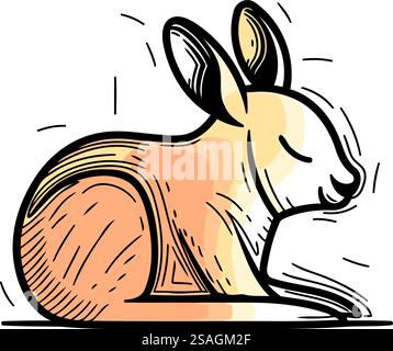 Rabbit hand drawn vector illustration isolated on white background ...