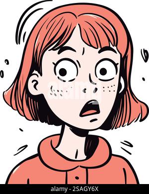 Surprised woman with red hair. Vector illustration in cartoon style ...