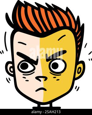 Illustration design of a funny face man with retro hair wearing glasses ...