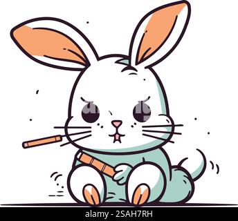Easter bunny in cartoon style. Colorful vector illustration for festive ...