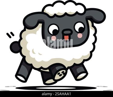 Cute cartoon character running lamb. Cute animal. Vector isolated ...