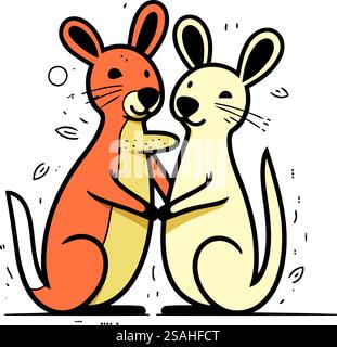 Cute kangaroos. Vector illustration in flat style Stock Vector Image & Art - Alamy