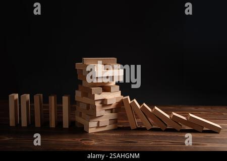 Falling wooden block game stick from falling domino concepts of ...