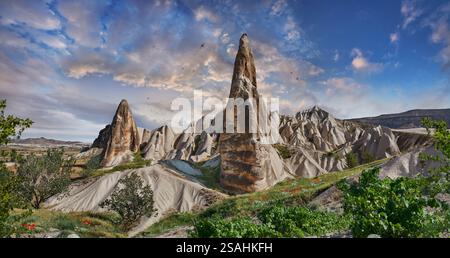 Beautiful view of the historic Fairy Chimneys in Cappadocia, Turkey ...