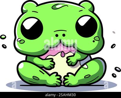 Cute cartoon frog crying. Vector illustration isolated on white ...