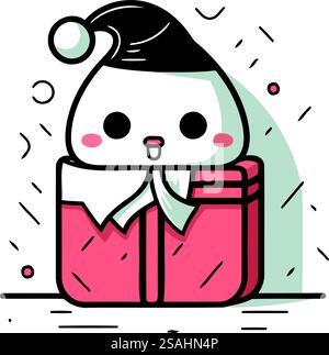 Christmas Gift Box Cute Vector Character Illustration Stock Vector ...