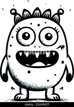 Cute and funny monster isolated on white background. Vector hand-drawn ...