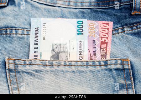 Rwandan money - Franc in the pocket of blue jeans Stock Photo - Alamy