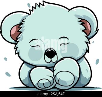Cute little koala sleeping on cloud. Cartoon animal character for kids ...