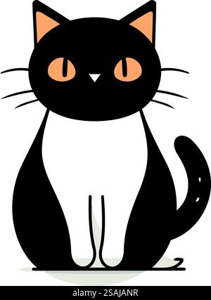 Cute cartoon black and white character santa claus cat funny christmas ...