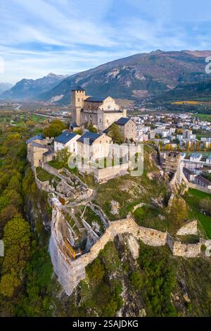 The Basilica of Valere in the city of Sion in the canton of Valais in ...