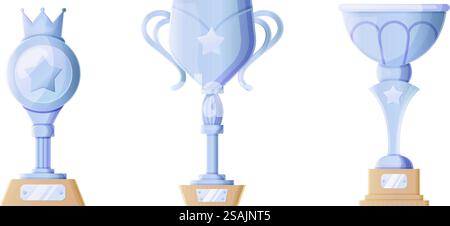 Collection of silver trophies with unique designs Stock Vector Image ...