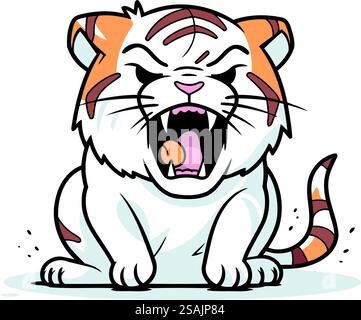 Angry tiger. Vector illustration in cartoon style. Isolated on white background Stock Vector ...