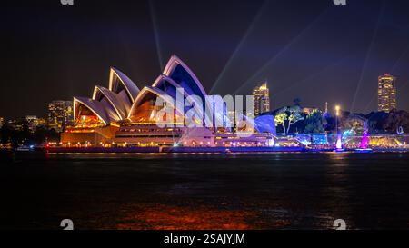 Sydney, NSW, Australia - Jan 26, 2025: Sydney Opera House illuminated ...