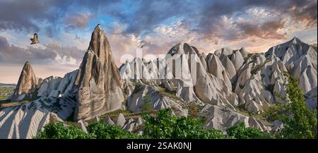 View of the spectacularity beautiful Fairy Chimney rock formations near ...