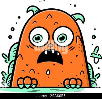 Scared monster face. Funny cute blue head Stock Vector Image & Art - Alamy