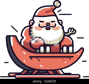 Santa sled icon flat vector. Christmas sleigh. Claus sledge isolated ...