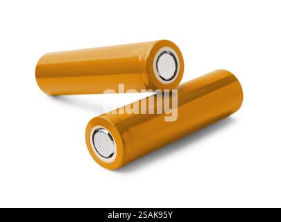 Orange AA alkaline batteries isolated on white Stock Photo - Alamy