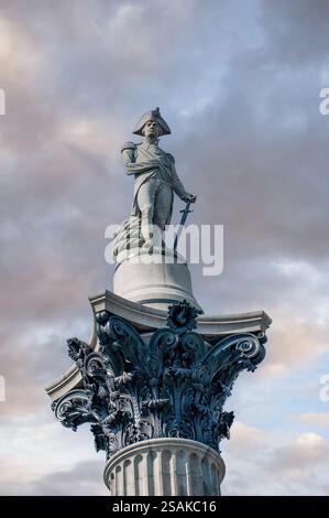 Nelson statue atop column at Trafalgar Square, iconic landmark in ...