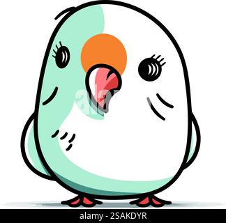Cute cartoon doodle parakeet. Vector illustration Stock Vector Image ...