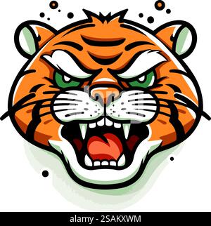 Angry tiger head mascot. Vector illustration isolated on white ...