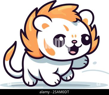 Cartoon funny baby lion on white background Stock Vector Image & Art ...