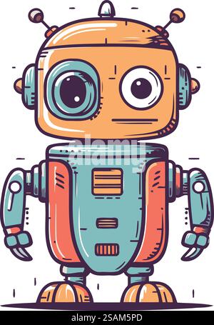Cute cartoon robot. Vector illustration of a cute little robot Stock ...