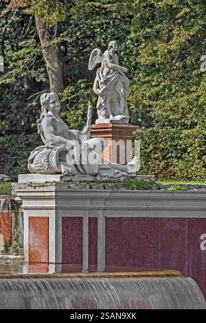 Large cascade in the park, reclining figures by Giuseppe Volpini ...