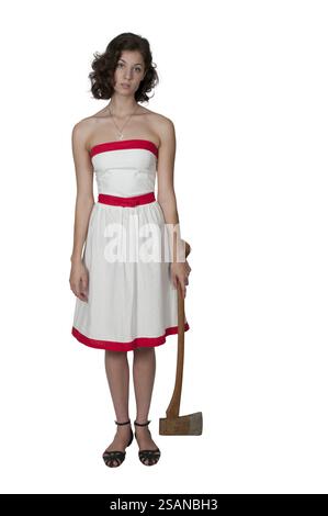 Beautiful possessed woman in a trace holding an axe Stock Photo - Alamy