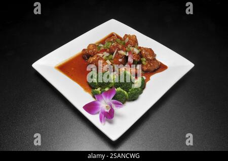 Traditional and authentic Chinese cuisine known as general tsu chicken ...