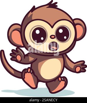 Monkey running cartoon vector illustration isolated on white background ...