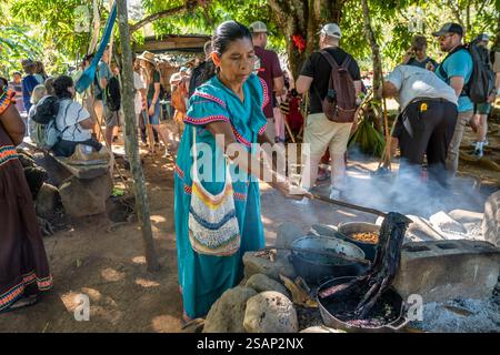 Cooking in Guaymi Mountain Village (Ngäbe-Buglé (Guaymi)), Panama Stock ...