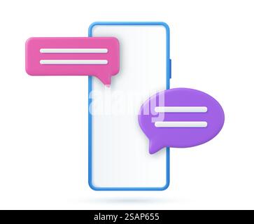 3D render smartphone with floating chat Stock Vector Image & Art - Alamy